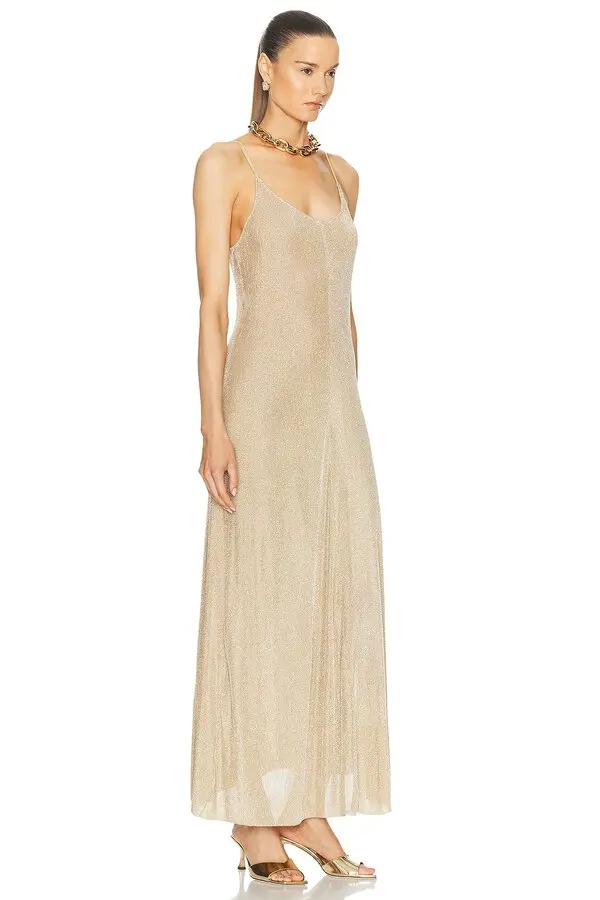 SEROYA Mabeline Metallic Knit Gown In Metallic