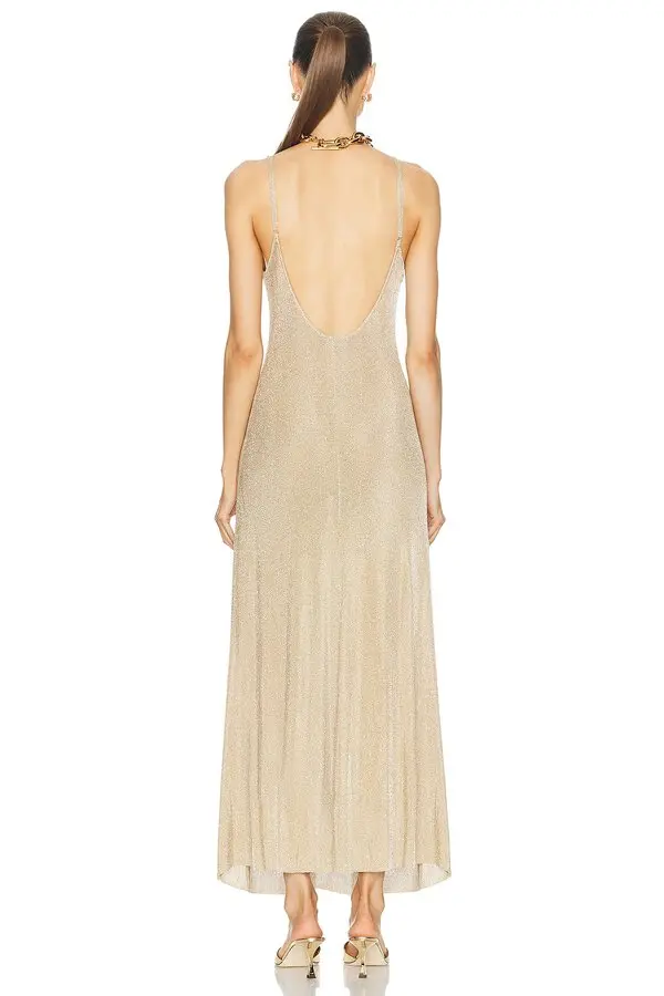 SEROYA Mabeline Metallic Knit Gown In Metallic