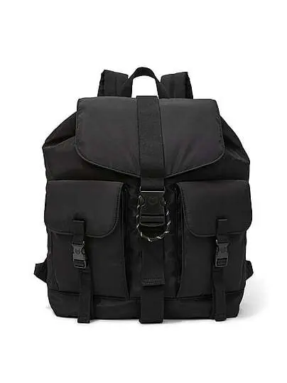 Pink Nylon Cargo Backpack - Black