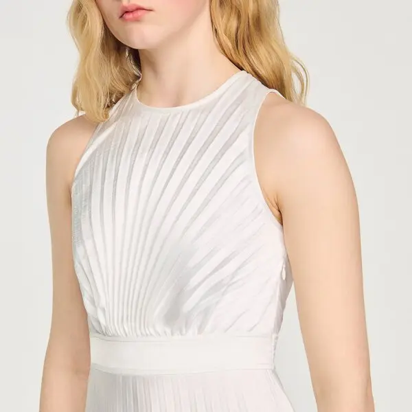 Sandro Pleated Maxi Dress - Ecru