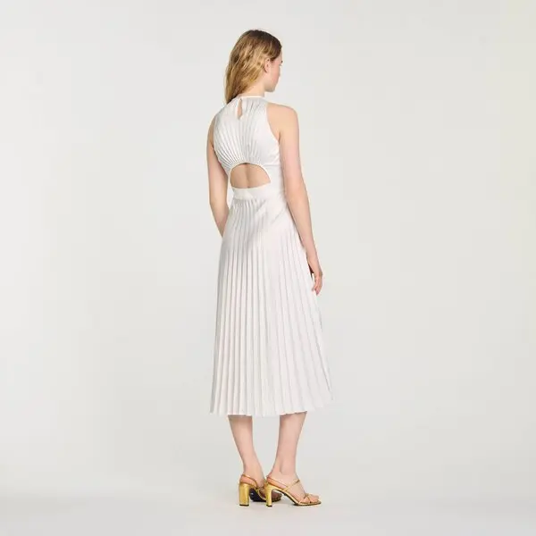 Sandro Pleated Maxi Dress - Ecru