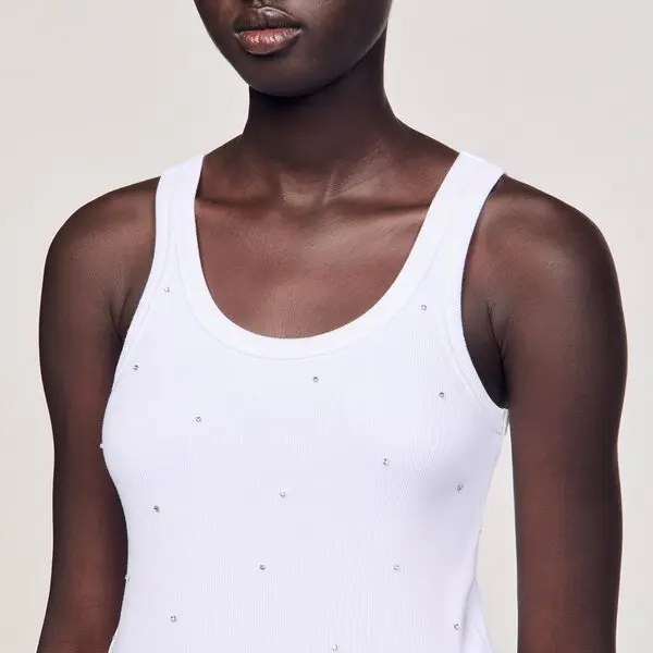 Sandro Vest Top With Rhinestones