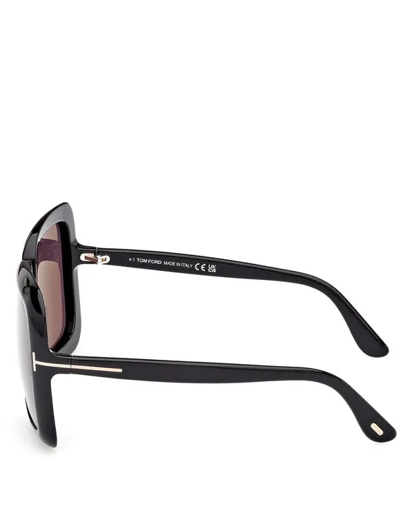 TOM FORD 59mm Square Frame Sunglasses - Black/gray Solid