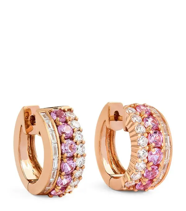 ANITA KO Pink Sapphire And Diamond Lola Huggie Earrings - Rose Gold