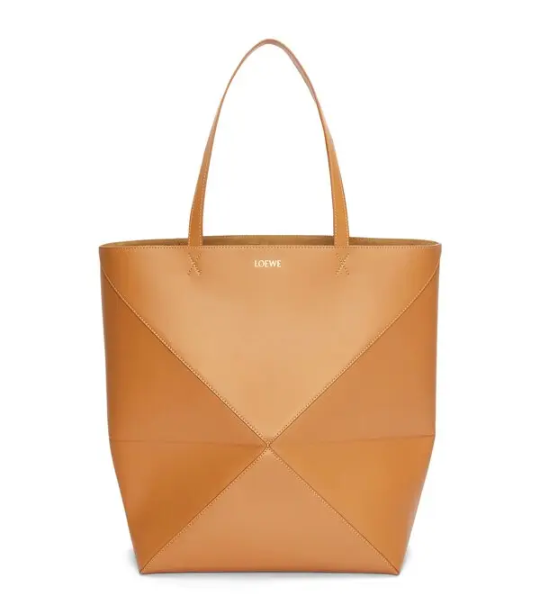 Loewe Leather Puzzle Fold Tote Bag - Beige