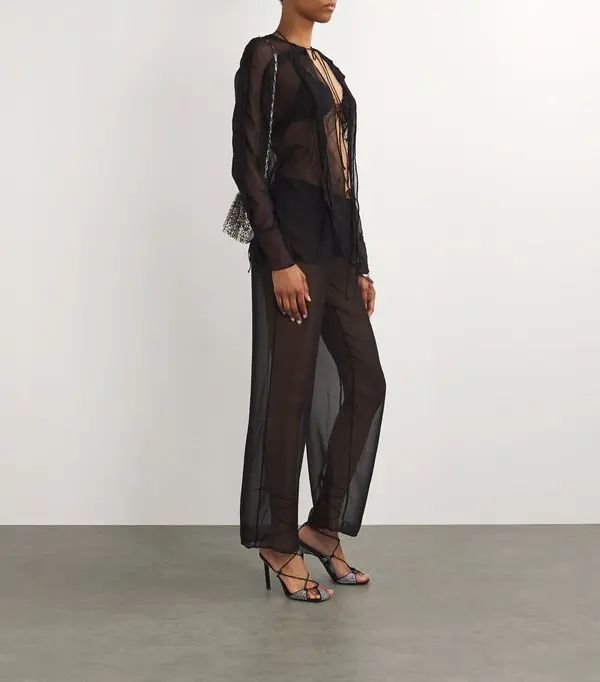 Christopher Esber Silk Sheer Wide-leg Trousers