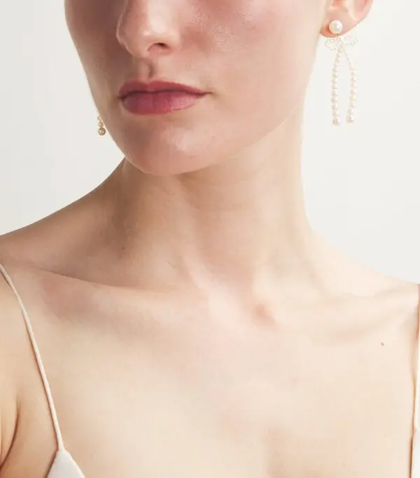 Sophie Bille Brahe Yellow And Freshwater Pearl Bow Rosette Earrings