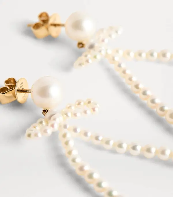 Sophie Bille Brahe Yellow And Freshwater Pearl Bow Rosette Earrings