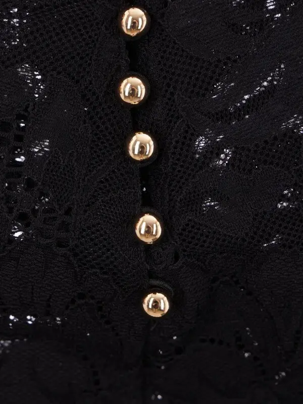 Rabanne Floral Lace Skirt - Black