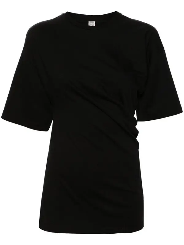 TOTEME Asymmetric Organic Cotton T-shirt - Black