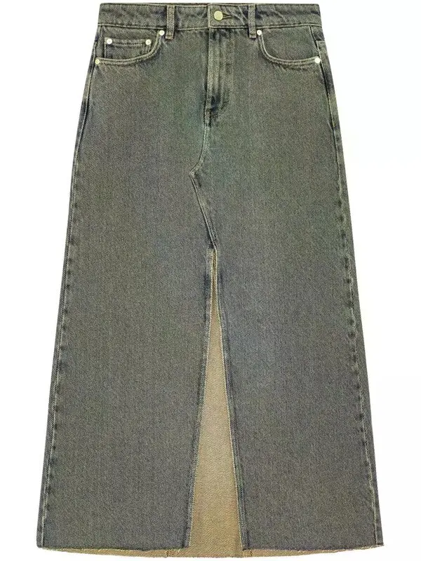 GANNI Long Denim Skirt - Brown