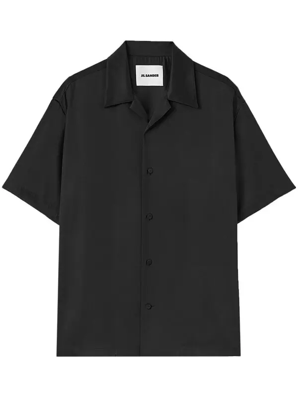 JIL SANDER Short-sleeve Notched-collar Shirt - Black