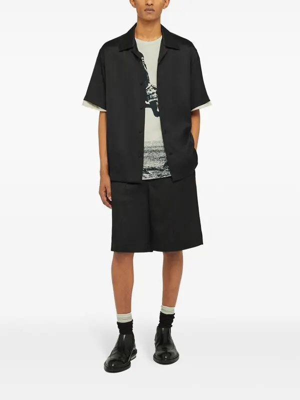JIL SANDER Short-sleeve Notched-collar Shirt - Black