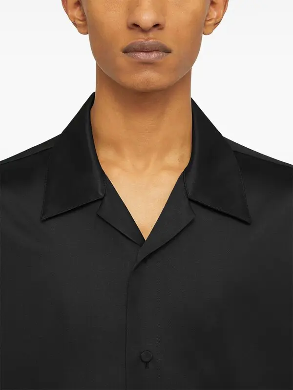 JIL SANDER Short-sleeve Notched-collar Shirt - Black