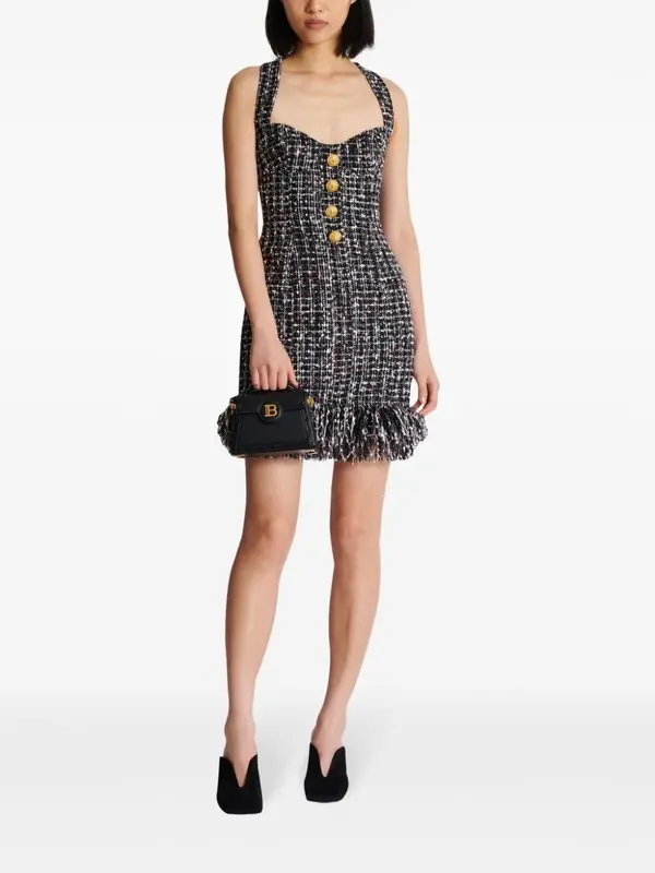 Balmain Button-embellished Tweed Mini Dress