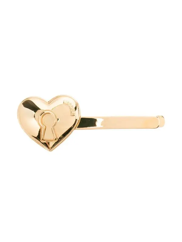 Moschino Heart Lock-charm Hair Pin - Gold