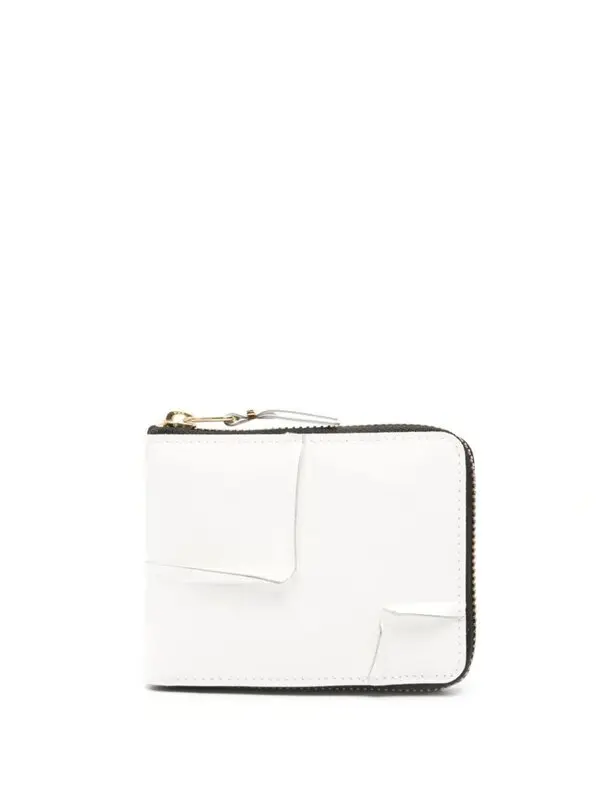 Comme Des Garçons Exposed-seams Zip-up Wallet - White