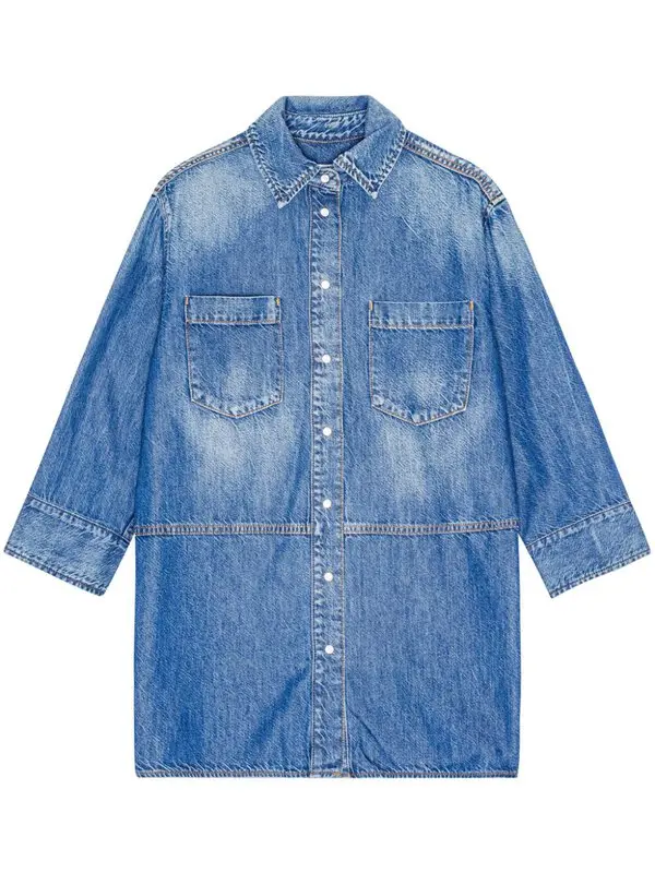 GANNI Logo-embellished Denim Shirt