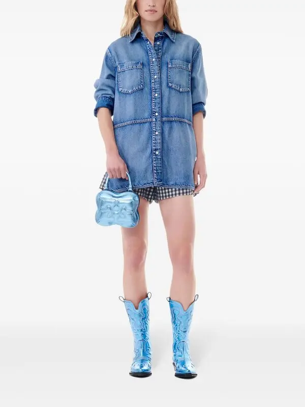 GANNI Logo-embellished Denim Shirt