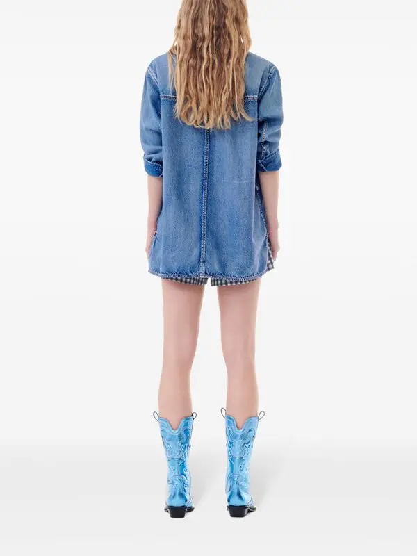GANNI Logo-embellished Denim Shirt