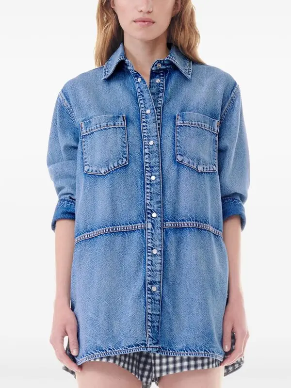 GANNI Logo-embellished Denim Shirt