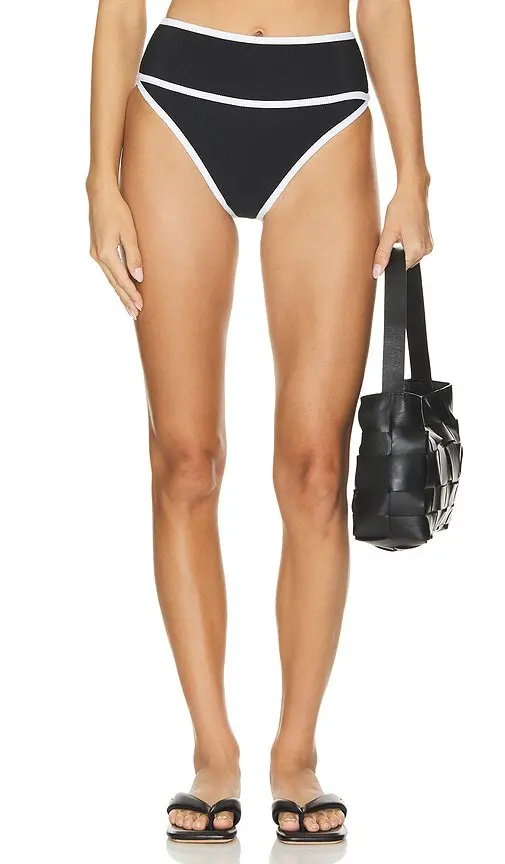 Beach Riot Carlotta High Waisted Bikini Bottom - Black & White