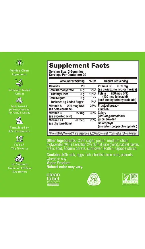 HUM Celery Juice Fiber Gummies
