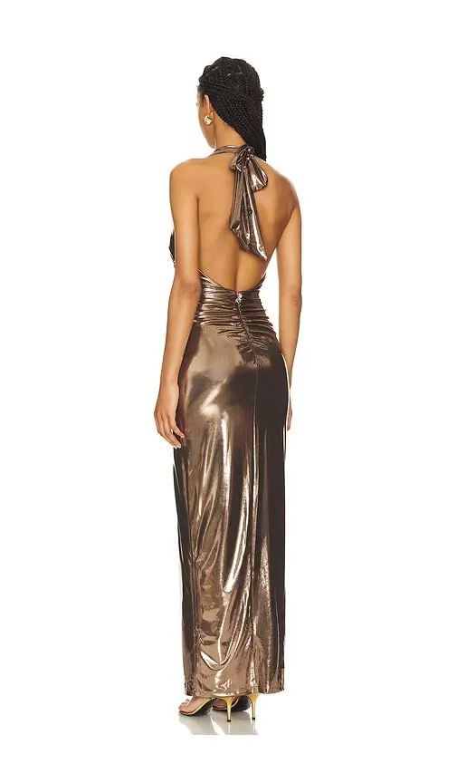 satin formal dress Windsor Jamie Lace-Up Satin Formal Column Dress in Ivory | Size: L