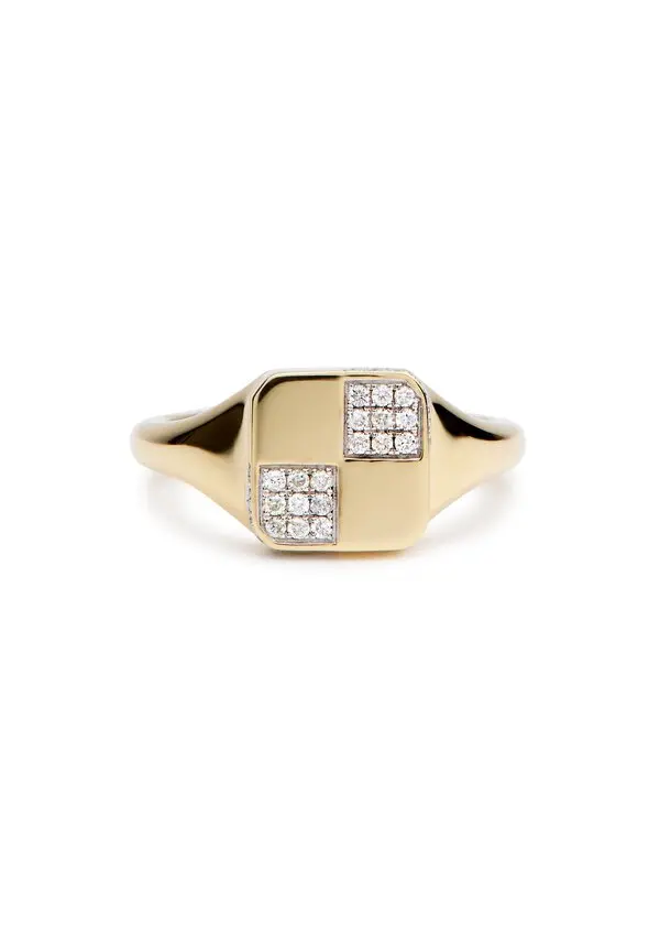 Yvonne Léon 9kt Diamond Signet Ring - Gold