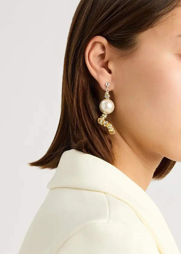 PEARL OCTOPUSS.Y Mini Snakes Embellished Drop Earrings - Gold