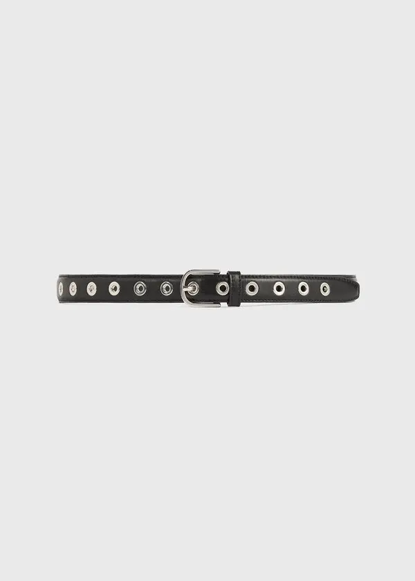 TOTEME Eyelet Leather Belt - Black