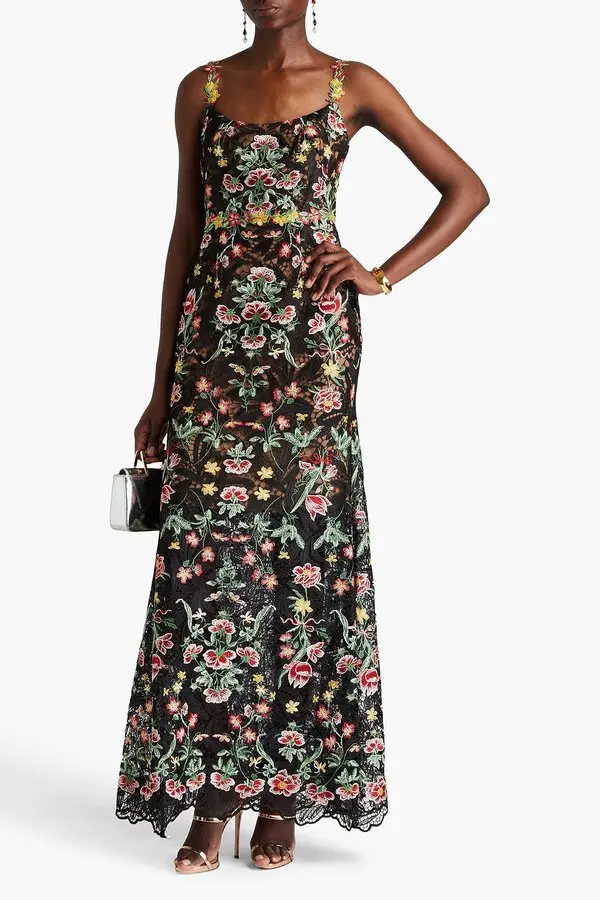 lace-trimmed satin dress Satin Lace Panel Dress main image 1