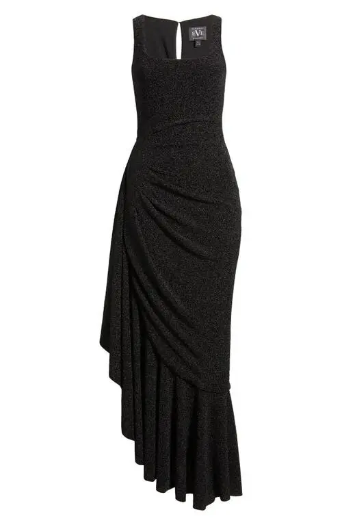 Black Halo Jewel Sleeveless Gathered Gown - Black | Editorialist