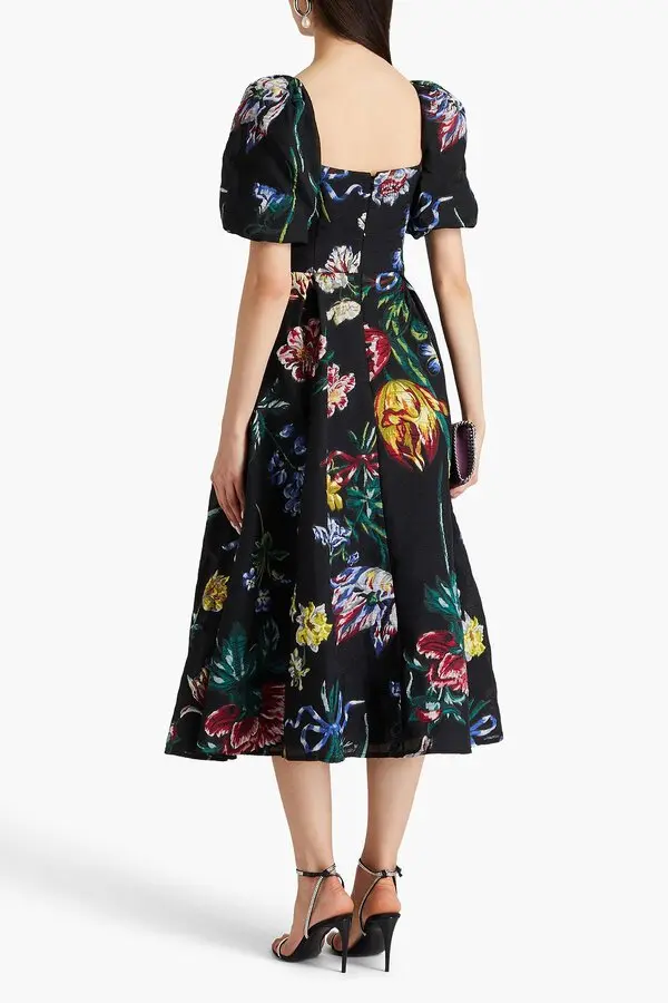 Marchesa Brocade Midi Dress