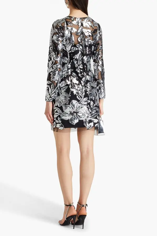 Marchesa Sequin-embellished Tulle Mini Dress