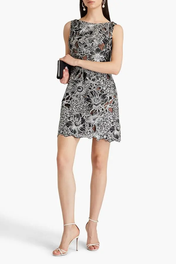 Marchesa Guipure Lace Mini Dress