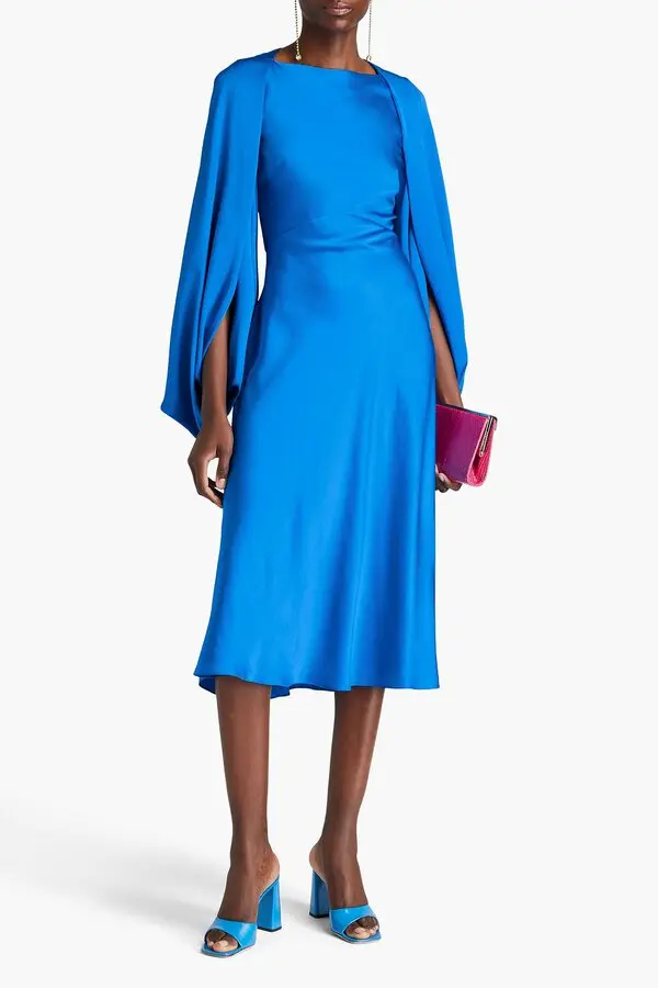 ROKSANDA Koda Cape-effect Silk-satin Midi Dress