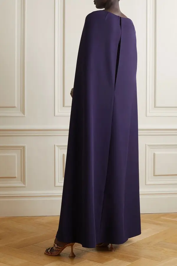 Marchesa Cape-effect Stretch-crepe Gown