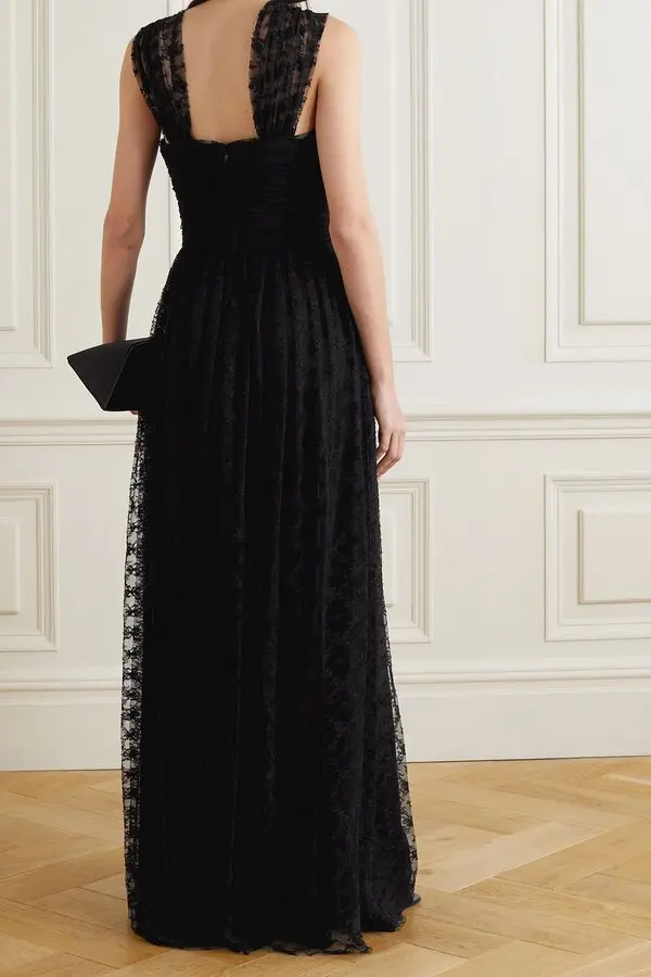 Adam Lippes Knotted Draped Chantilly Lace Gown In Black - 85% Off |  Editorialist