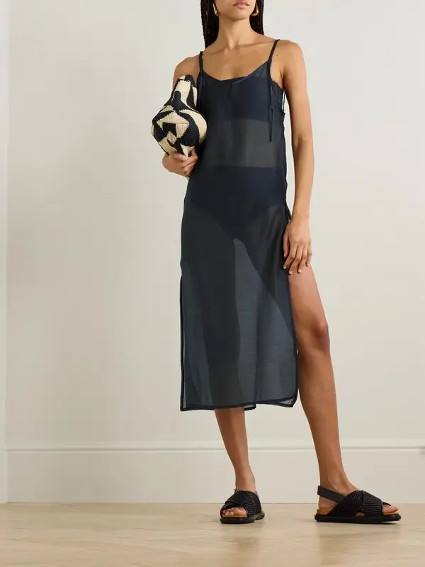 Madeline Voile Midi Dress - Blue