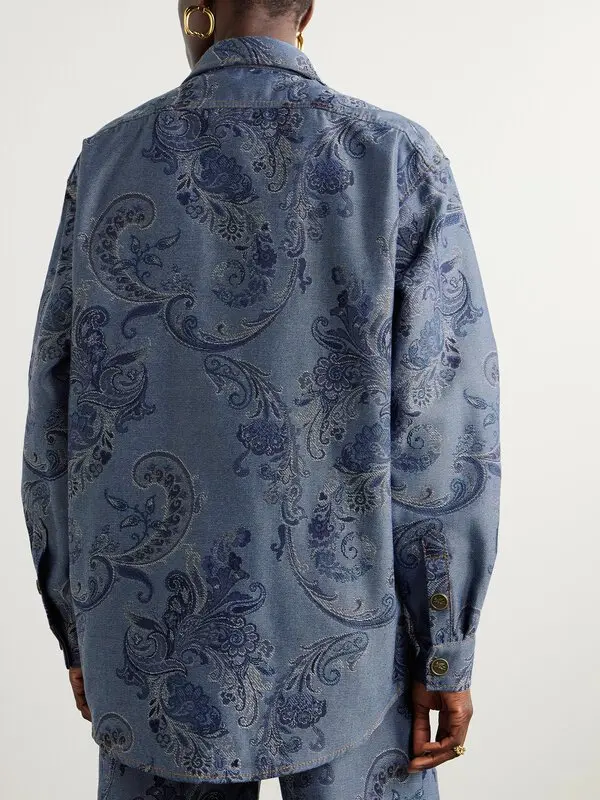 Etro Embroidered Oversized Denim Shirt