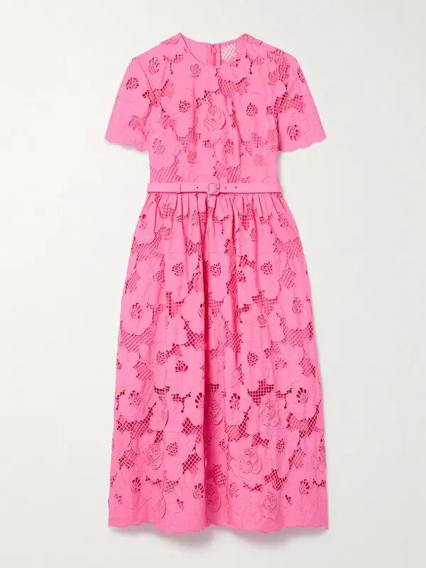 chinese dress ladies Self-Portrait - Pink Guipure Lace Midi Dress