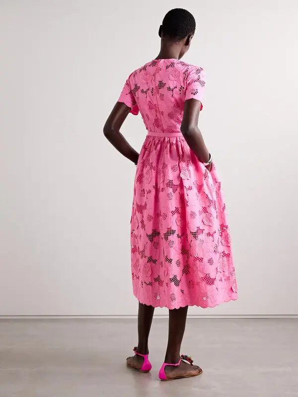 chinese dress ladies Pink Lace Embellished Midi Dress – self-portrait main image 0