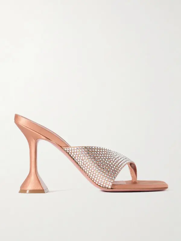 Amina Muaddi Shiona Crystal-embellished Satin Mules