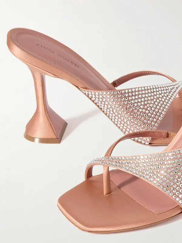 Amina Muaddi Shiona Crystal-embellished Satin Mules