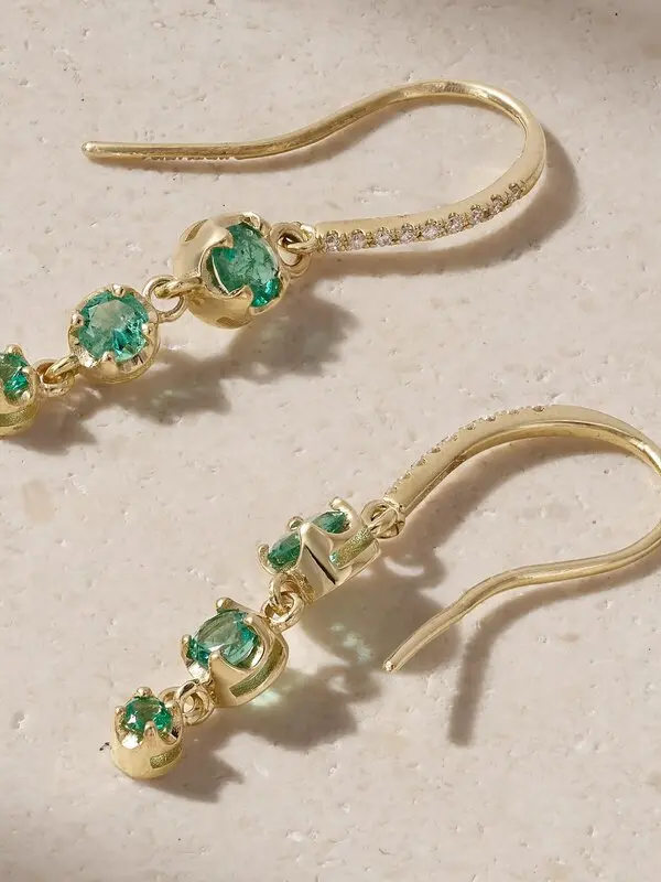 JENNIFER MEYER 18-karat Emerald And Diamond Earrings