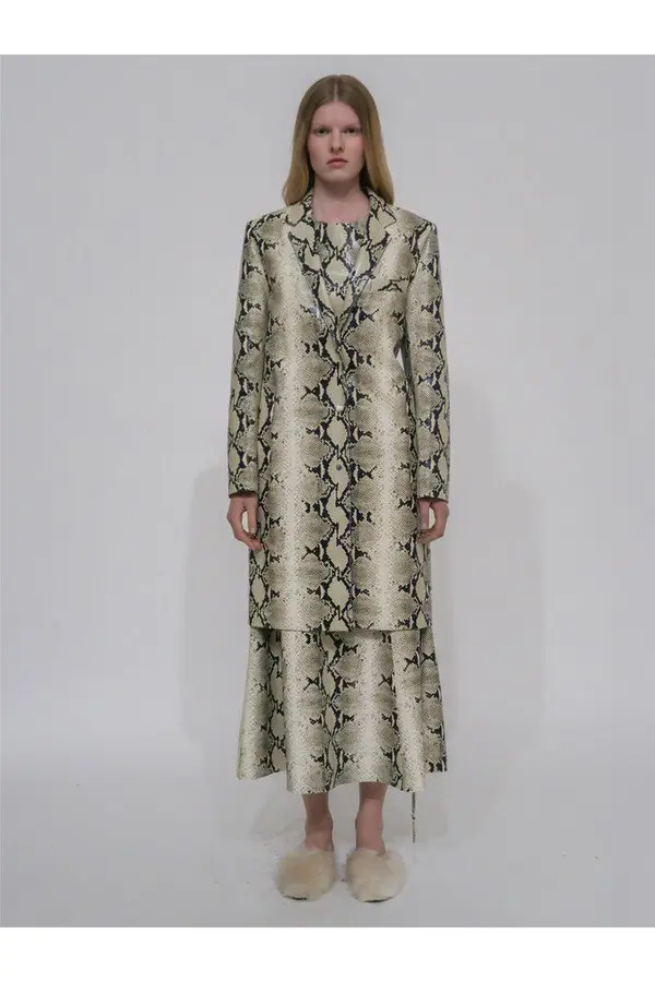 Rosetta Getty Embossed Python Leather Tailored Coat