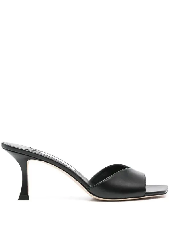 JIMMY CHOO Skye 70 Leather Heeled Mules - Black