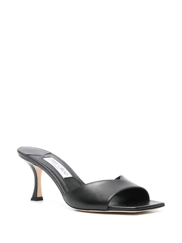 JIMMY CHOO Skye 70 Leather Heeled Mules - Black