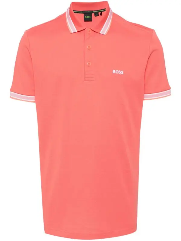 BOSS Logo-embroidered Cotton Polo Shirt - Pink